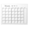 Calendar Black and White Monthly Planner Notepad | Zazzle