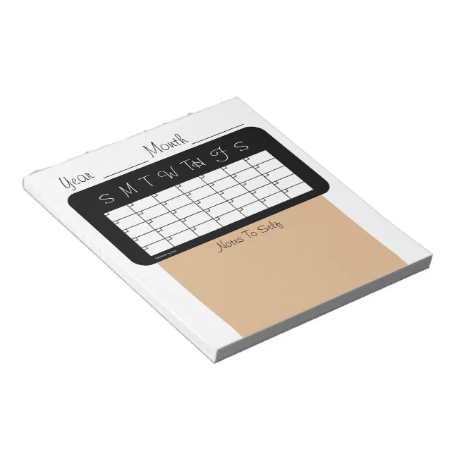 Calendar of the Month Tan Notepad | Zazzle