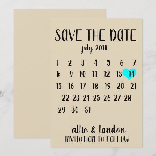 Calendar Save the Date | Zazzle