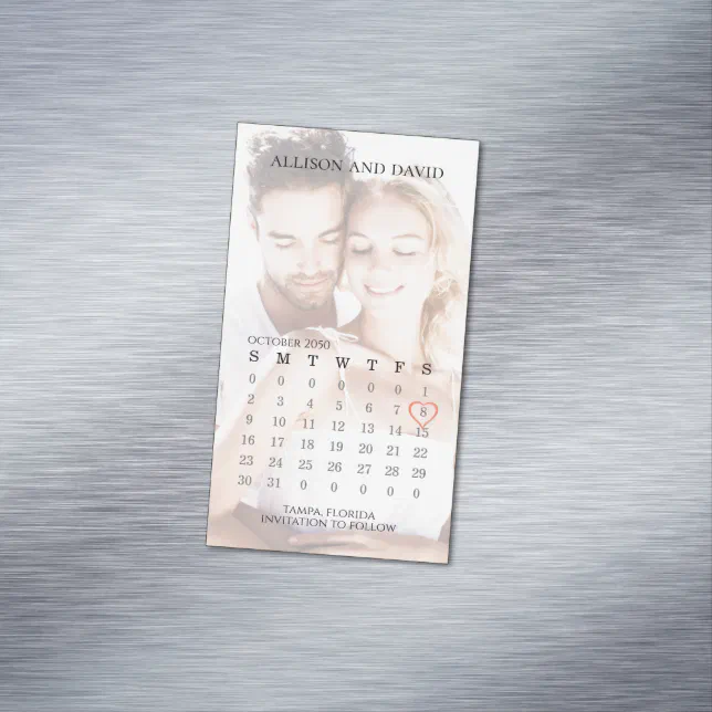 Calendar Simple Trendy Photo Six Row Magnet | Zazzle