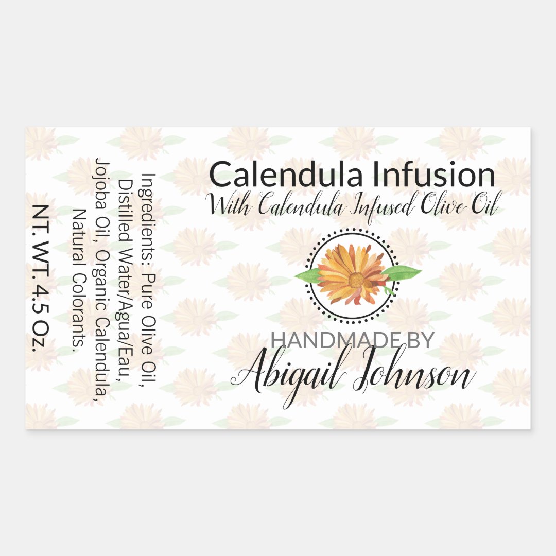 Calendula Soap Scrub Label Handmade Homemade Label | Zazzle