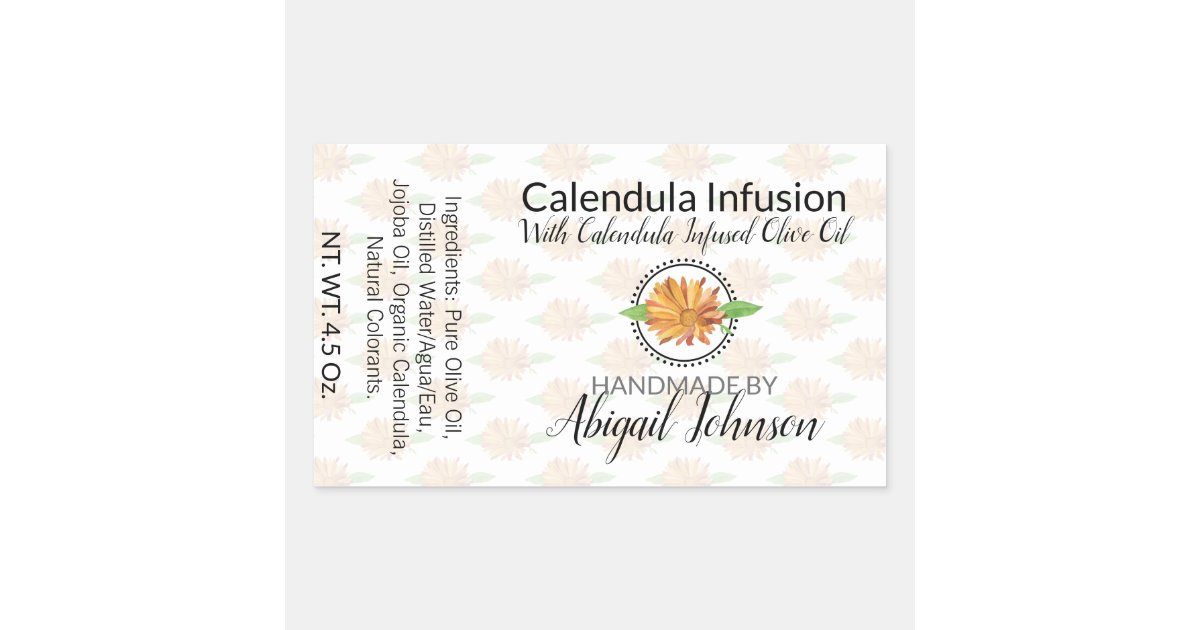 Calendula Soap Scrub Label Handmade Homemade Label | Zazzle