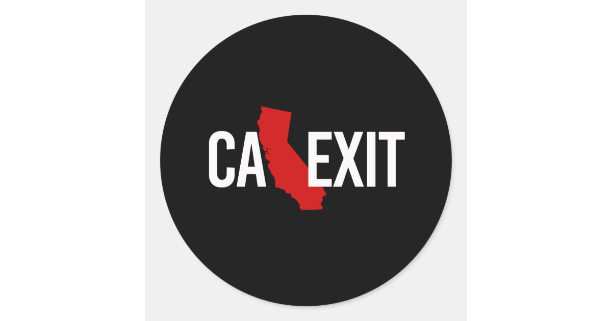Calexit - California Exit - red white - - Classic Round Sticker | Zazzle