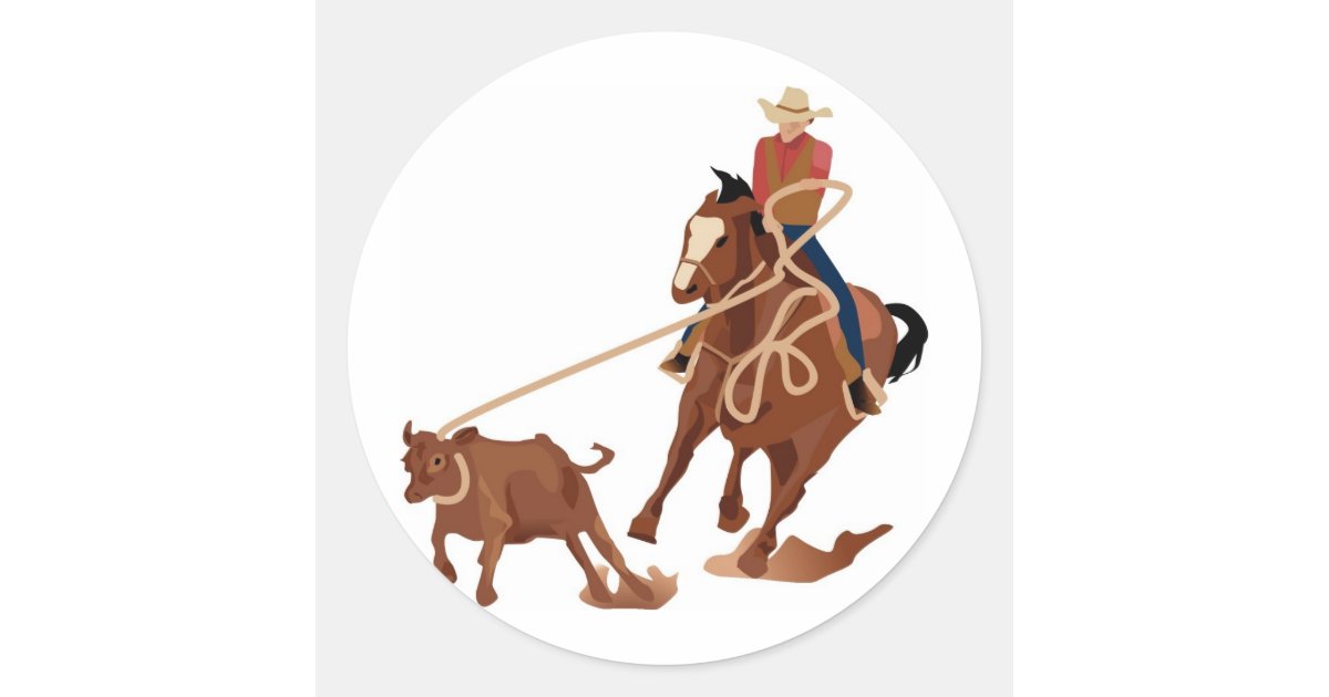 Calf Roping Classic Round Sticker | Zazzle