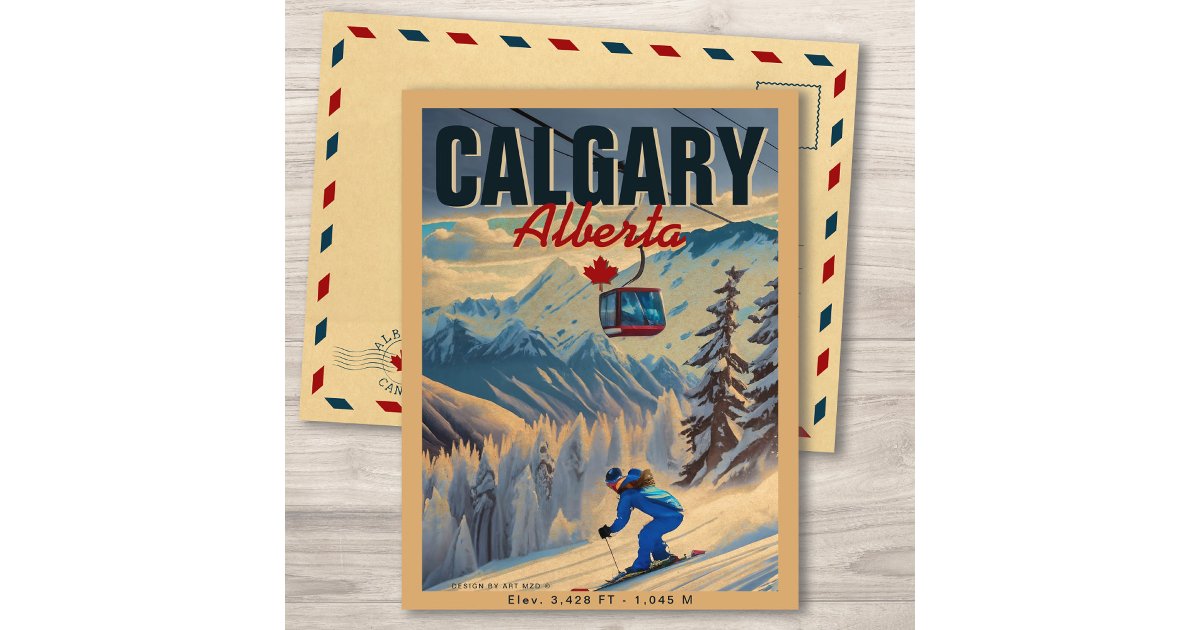 Calgary Alberta Canada Skiing Souvenirs 1950s Postcard | Zazzle