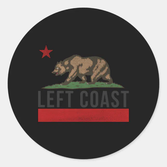 Cali Bear Flag Left Coast Classic Round Sticker | Zazzle