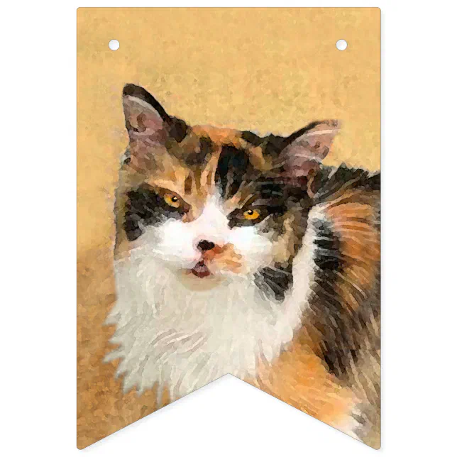 Calico Cat Painting - Cute Original Cat Art Bunting Flags | Zazzle