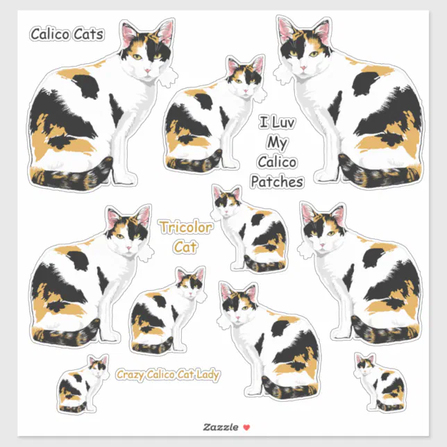 Calico Cats Lg Sticker Set | Zazzle