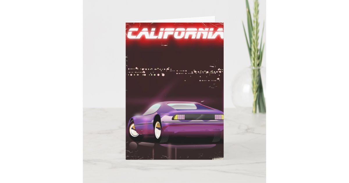 California 80's neon Supercar poster Holiday Card | Zazzle