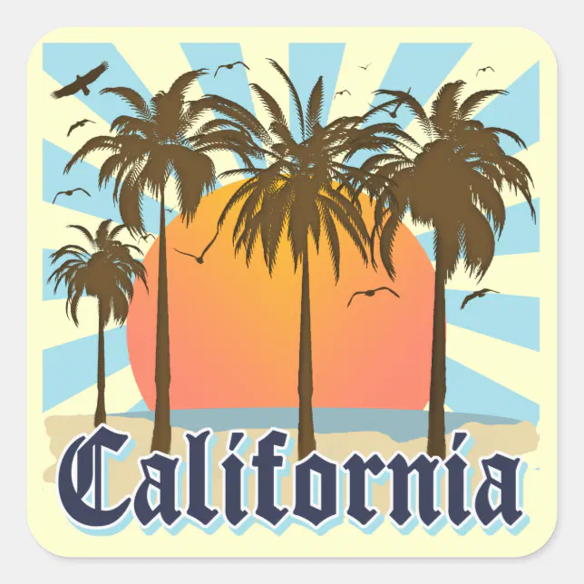 California Beaches Sunset Square Sticker | Zazzle