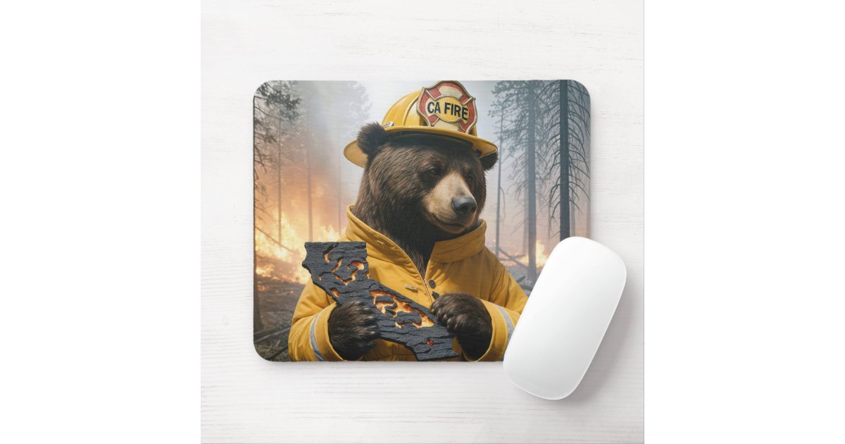 California Bear Firefighter Mouse Pad | Zazzle