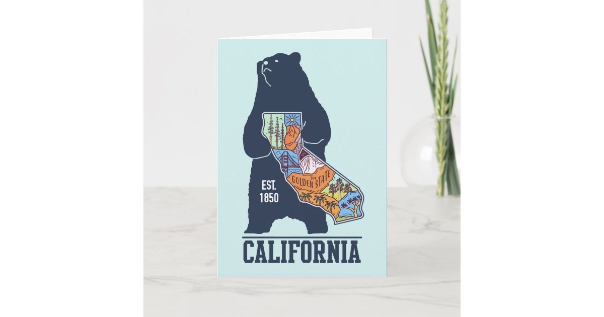 California Bear Golden State Card | Zazzle