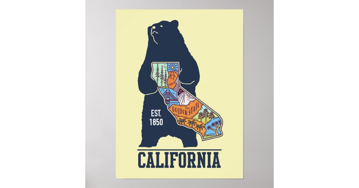California Bear Golden State Poster | Zazzle
