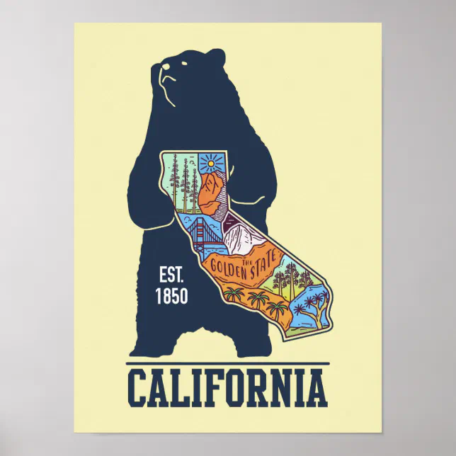 California Bear Golden State Poster | Zazzle