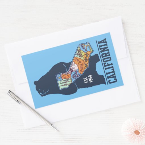 California Bear Golden State Rectangular Sticker | Zazzle