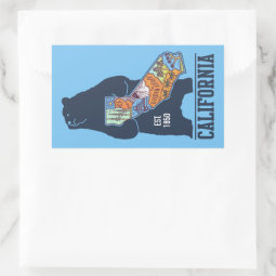 California Bear Golden State Rectangular Sticker | Zazzle
