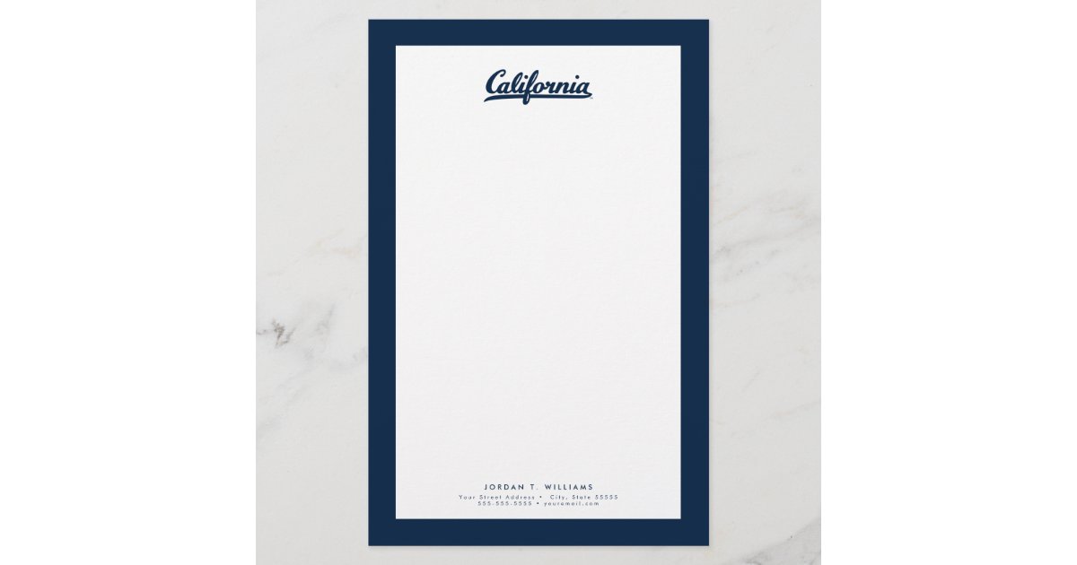 California Blue Script Stationery | Zazzle