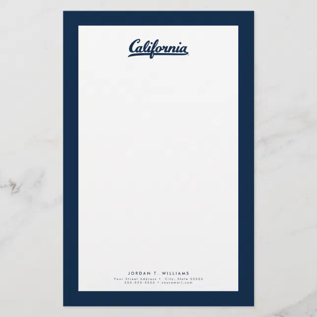 California Blue Script Stationery | Zazzle