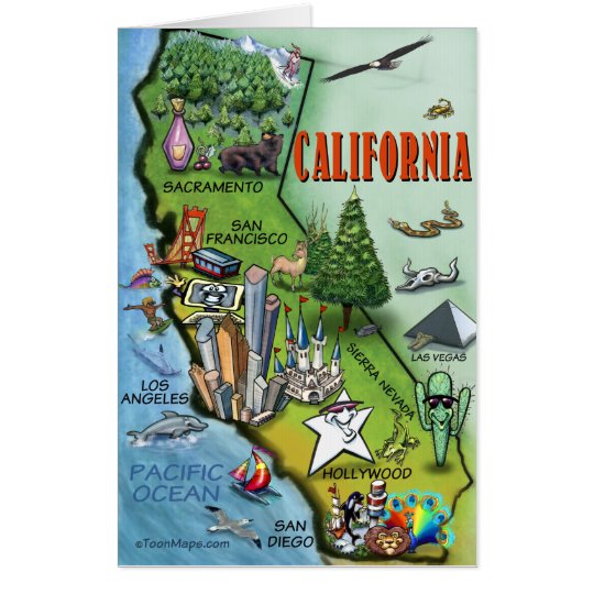 California Cartoon Map Card | Zazzle.com