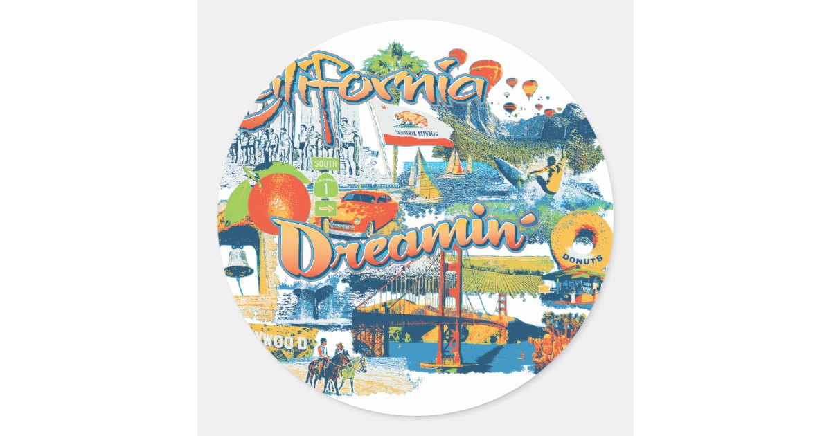 California Classic Round Sticker | Zazzle