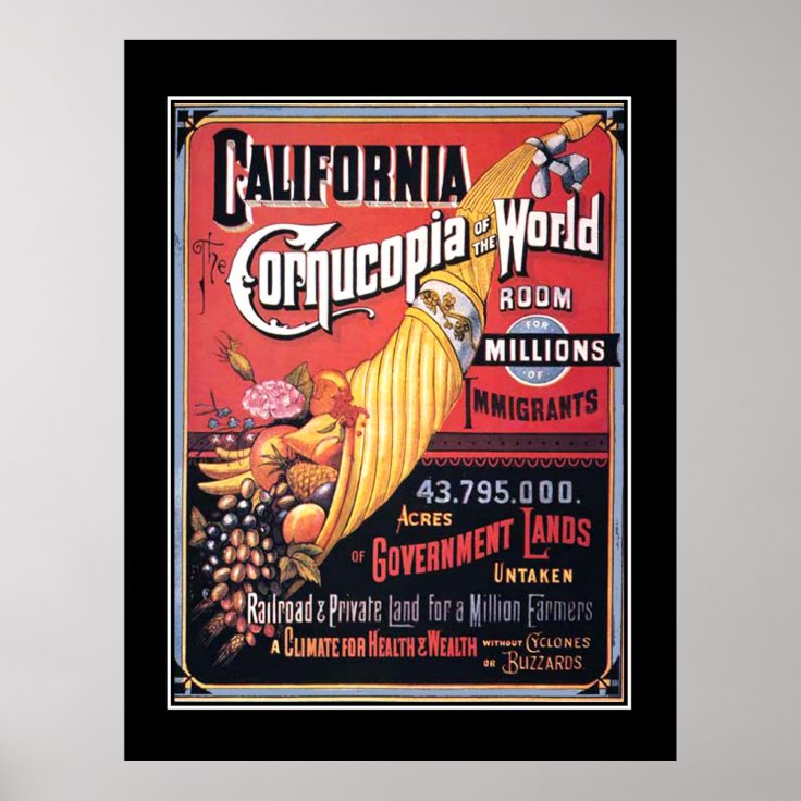 California Cornucopia of the World Vintage Poster | Zazzle