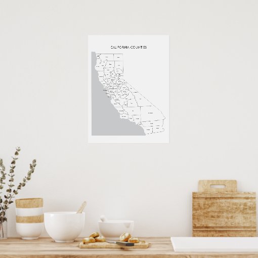 California counties map with county names poster | Zazzle