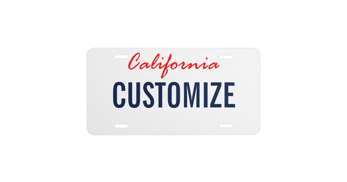 California Customized Vanity License Plate | Zazzle