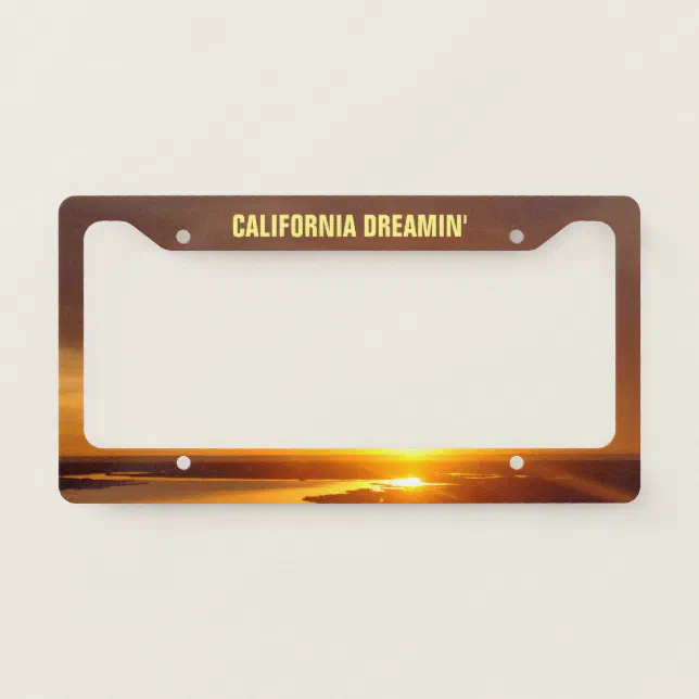 California Dreaming' Sunset over Water License Plate Frame | Zazzle