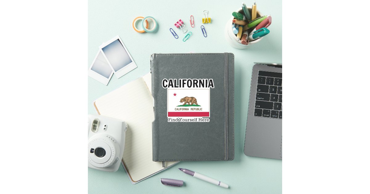 California flag and slogan sticker | Zazzle