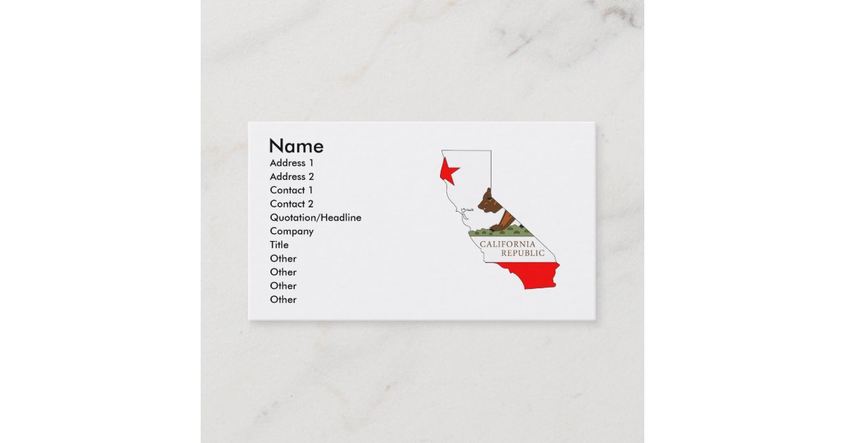 California Flag Map Business Card | Zazzle