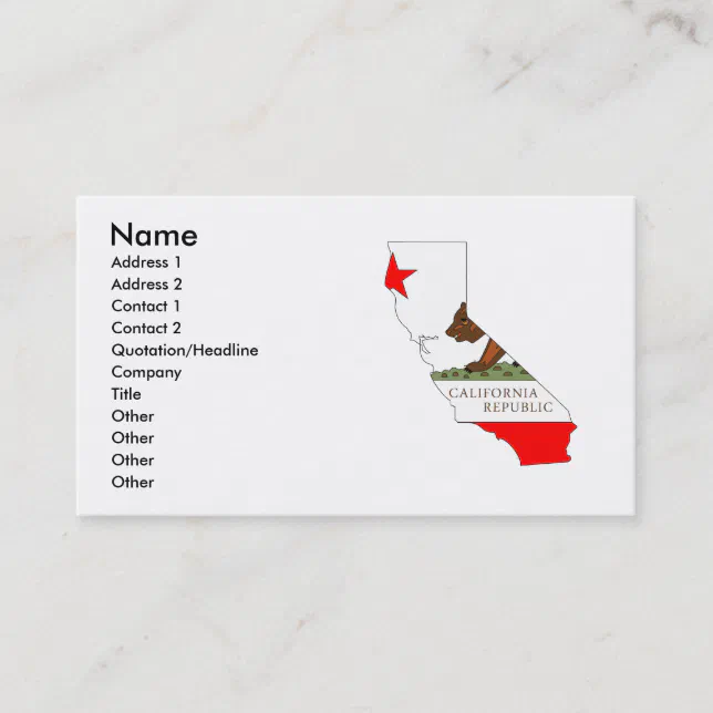 California Flag Map Business Card | Zazzle