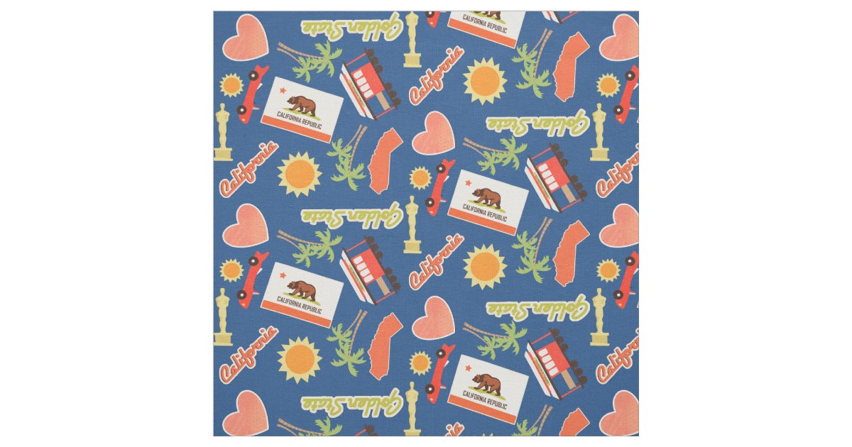 California Fun Pattern Fabric | Zazzle