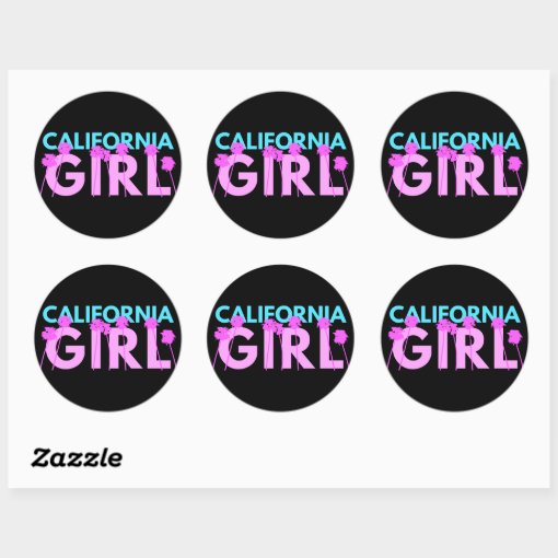 California Girl Classic Round Sticker | Zazzle