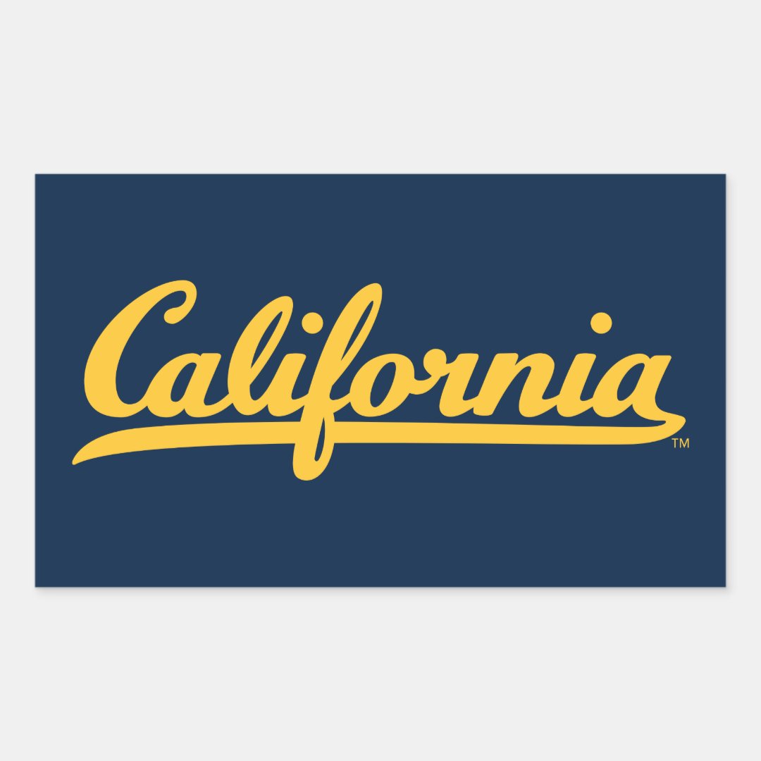 California Gold Script Rectangular Sticker | Zazzle