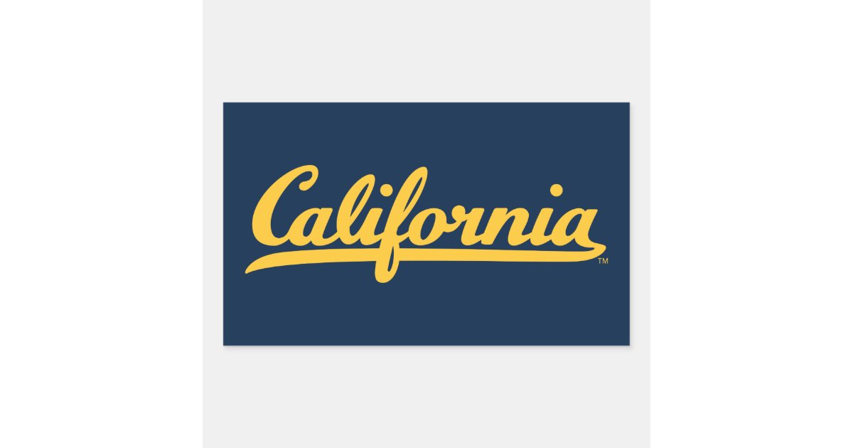 California Gold Script Rectangular Sticker | Zazzle