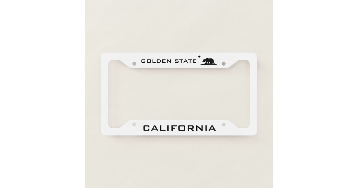 California Golden State With Logo White License Plate Frame | Zazzle
