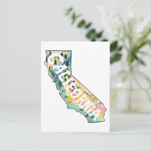 California Illustrated Map Postcard | Zazzle