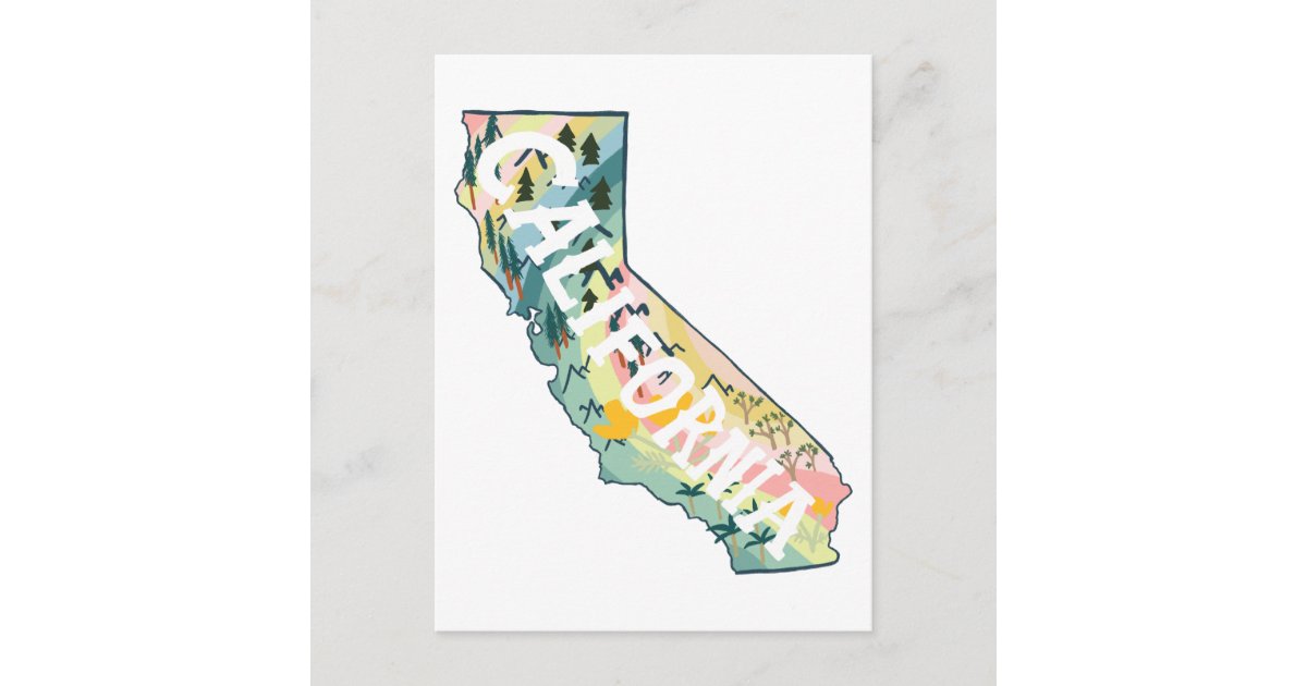 California Illustrated Map Postcard | Zazzle