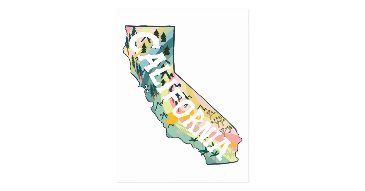 California Illustrated Map Postcard | Zazzle.com