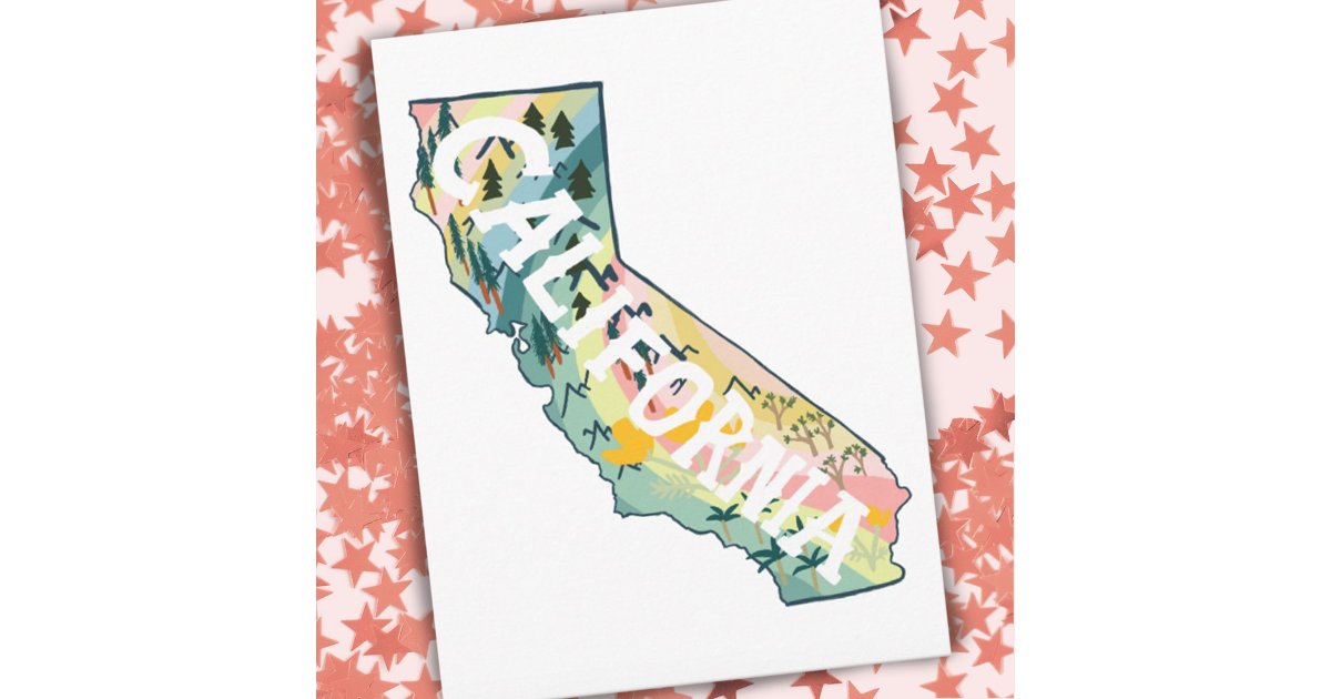 California Illustrated Map Postcard | Zazzle