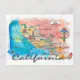 California Illustrated Map with Tourist Highlights Postcard | Zazzle