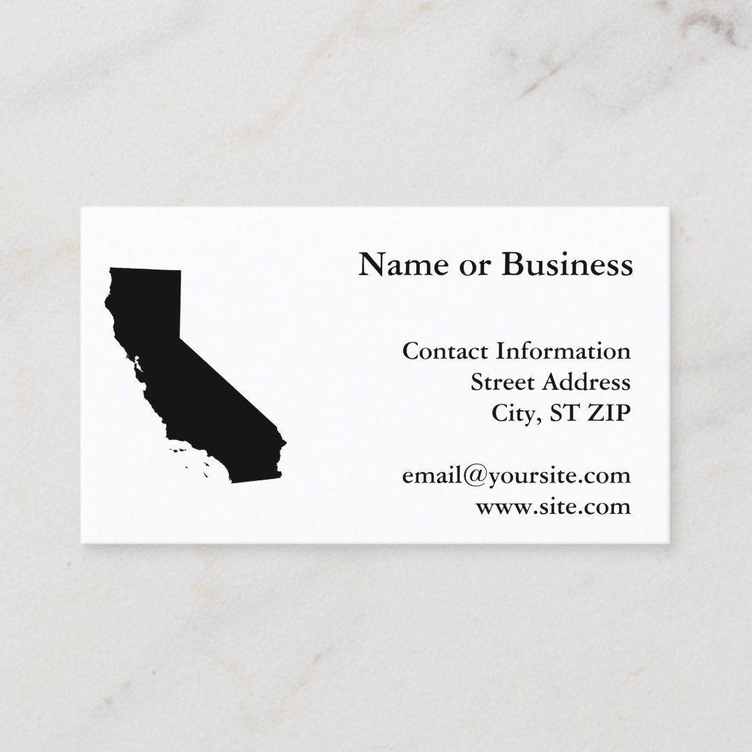 California in Black and White Business Card | Zazzle