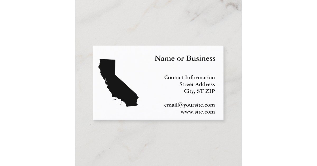 California in Black and White Business Card | Zazzle