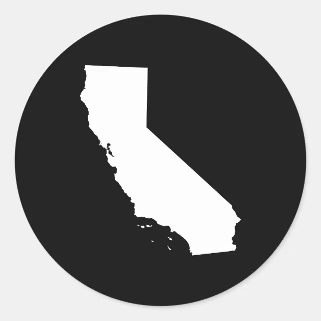 California in White and Black Classic Round Sticker | Zazzle
