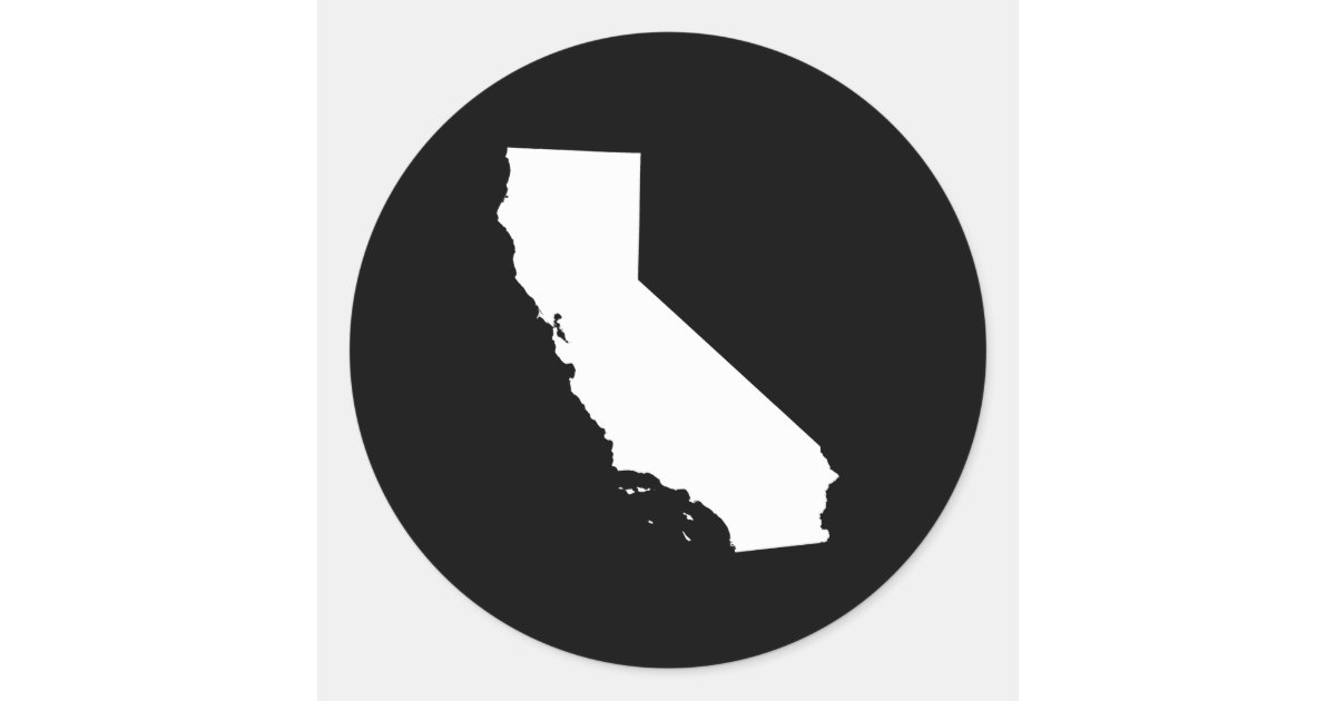 California in White and Black Classic Round Sticker | Zazzle