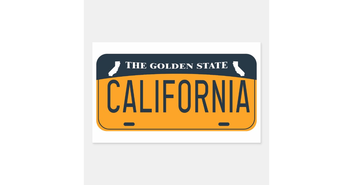 California Licence Plate, The Golden State Rectangular Sticker | Zazzle