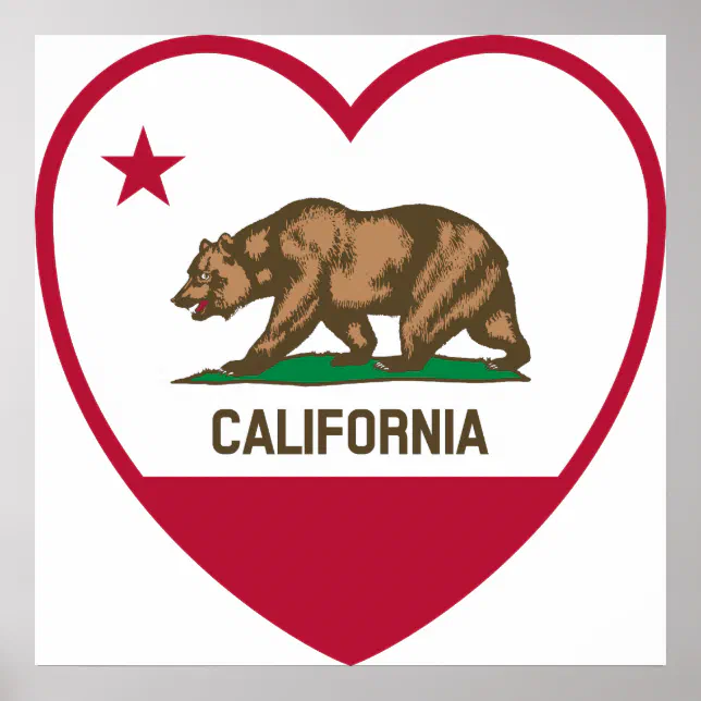 California Love - California Flag Heart Poster | Zazzle