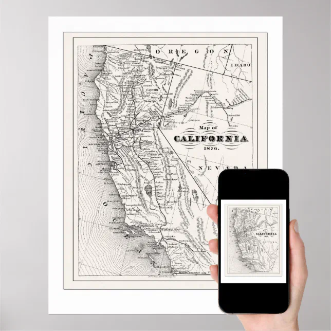 California Map from 1876 Poster | Zazzle