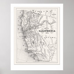 California Map from 1876 Poster | Zazzle