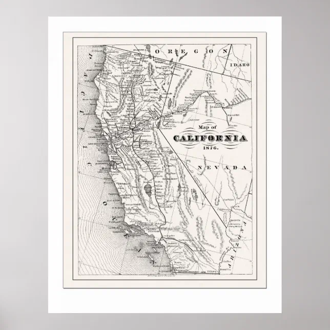 California Map from 1876 Poster | Zazzle
